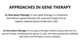 GENE THERAPY By Vanshika Chauhan Bsc BIOMEDICAL SCIENCE 1ST YEAR PPTX