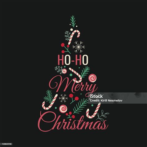 텍스트 호호와 메리 크리스마스 크리스마스 사탕 지팡이 눈송이와 나뭇 가지 모양 12월에 대한 스톡 벡터 아트 및 기타 이미지 12월 3차원 형태 겨울 Istock