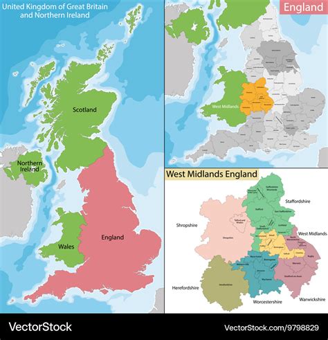 Map Of West Midlands England Royalty Free Vector Image