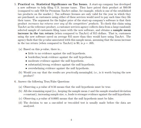Solved 5 Practical Vs Statistical Significance On Tax