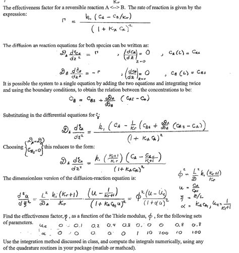 Solved The Effectiveness Factor For A Reversible Reaction