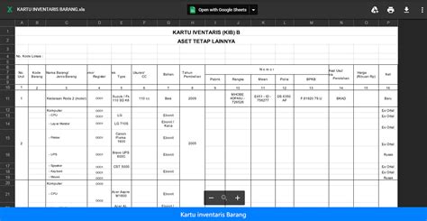 Contoh Tabel Inventaris Barang Kantor Contoh Format Daftar Inventaris Riset