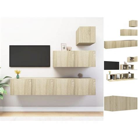 Vidaxl Kleiderschrank 4 Tlg Tv Schrank Set Sonoma Eiche Spanplatte Tv