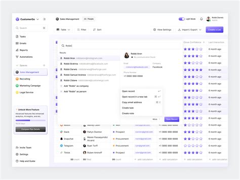Customergo Ui Kit Crm Dashboard Search And Table View Flow By Robbi