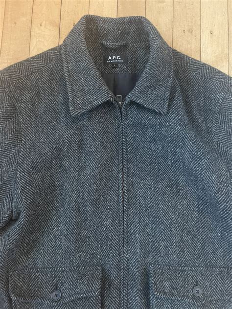Apc Apc Harris Tweed Herringbone Bomber Jacket Grailed