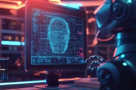 Futuristic Robotics And Ai Interface Advanced Robotic Hand Operating A Digital Control Panel