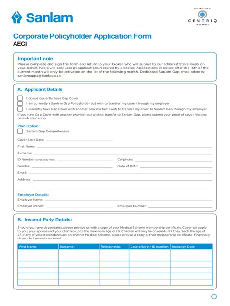 Fillable Online Corporate Policyholder Application Form Fax Email Print