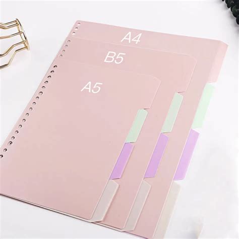 캔디 컬러 디바이더 A4 B5 A5 플래너 인덱스 디바이더 페이지 플라스틱 분류 페이지 탭 북마크 플래너 인서트 8 개대