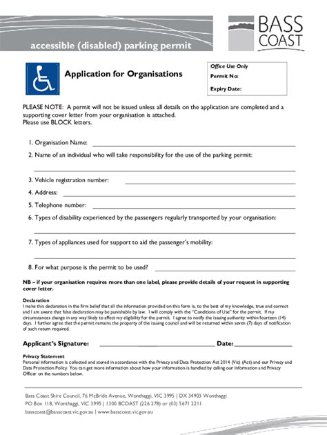 Fillable Online Accessible Parking Permit Application Form For