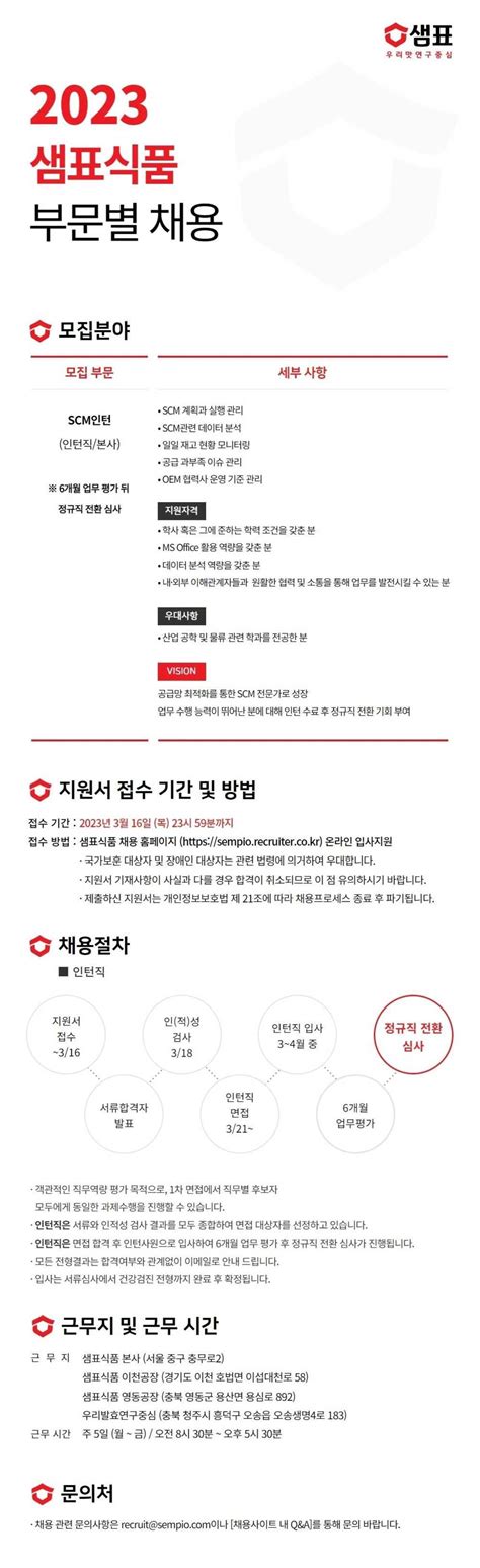 2023 샘표식품 부문별 채용 공모전 대외활동 링커리어