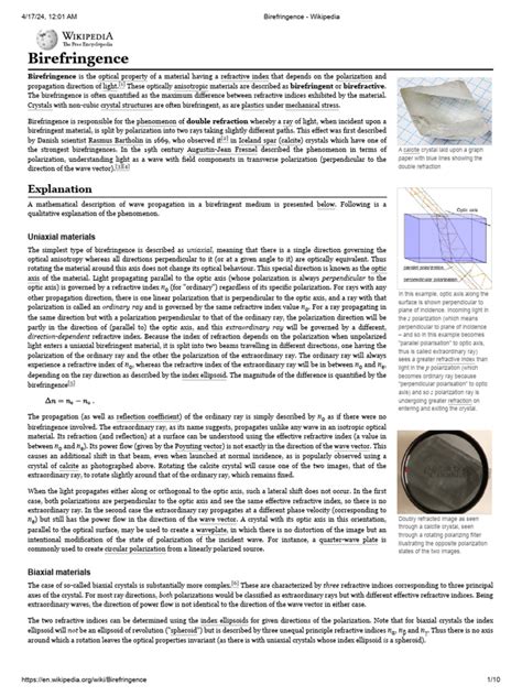 Birefringence Pdf Polarization Waves Refractive Index