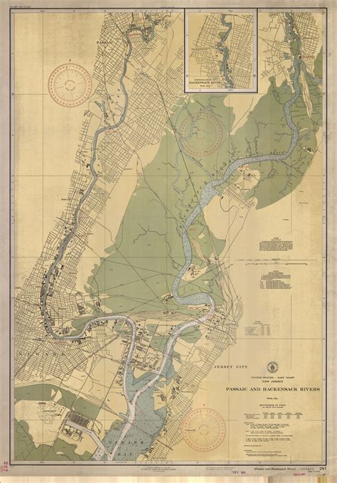 Passaic And Hackensack Rivers Map 1940 Nautical Chart Print Etsy