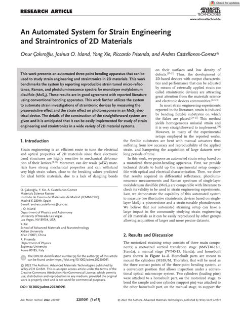 Pdf An Automated System For Strain Engineering And Straintronics Of