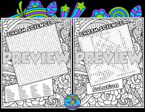 Earth Science Word Search Puzzle With Colouring Wordsearch Teaching Resources