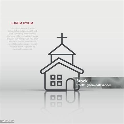 Ikon Gereja Dengan Gaya Datar Ilustrasi Vektor Kapel Pada Latar
