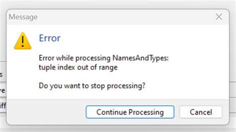 Tuple Index Out Of Range In Namesandtypes Module Image Analysis