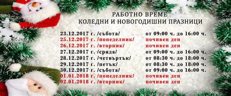 РАБОТНО ВРЕМЕ КОЛЕДА И НОВА ГОДИНА