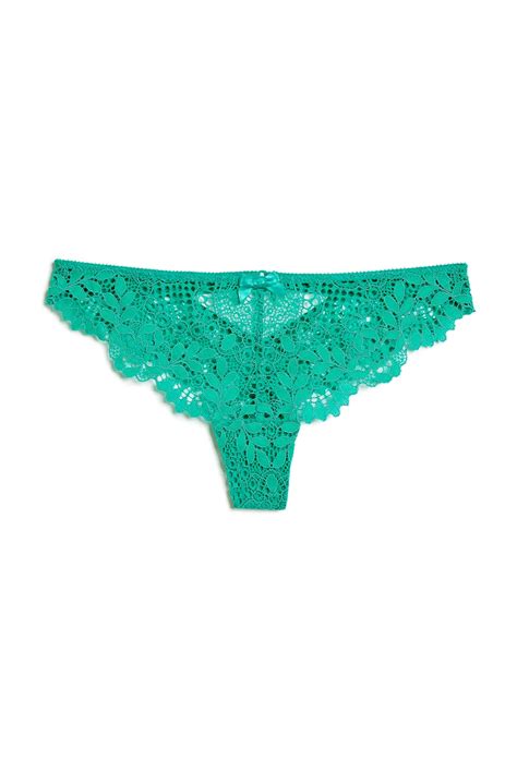 Tanga De Encaje Floral Success Vert Etam
