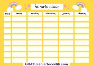 Horarios De Clases Bonitos Arcoiris Para Imprimir Arteconlili