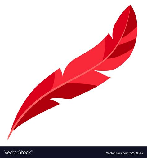 Red Feather Vector Image On Vectorstock Feather Vector Red Feather Vector