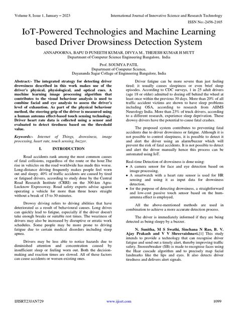 iot powered technologies and machine learning based driver drowsiness
