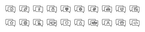 Pack Of Linear Symbols Of Items In Speech Bubbles Editable Stroke Linear Symbol For Web Sites