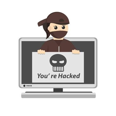 Hacker Woman Warning Pop Up Hack Design Character On White Background 35771191 Vector Art At
