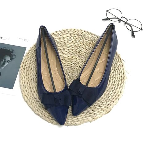 여성용 플랫 슈즈 뾰족한 신발 대형 사이즈 31 46 와인 레드 네이비 블루 Pu 가죽 플랫 힐 신발 2022 년 여성 신발 Aliexpress