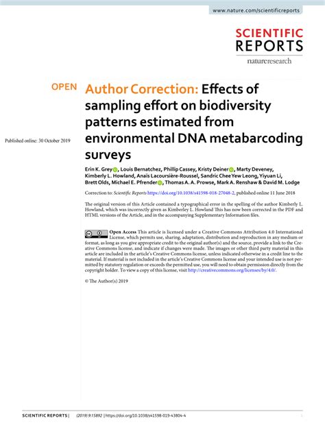 Pdf Author Correction Effects Of Sampling Effort On Biodiversity Patterns Estimated From