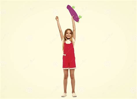 Cheerful Teen Girl Skateboarding On Background Photo Of Teen Girl
