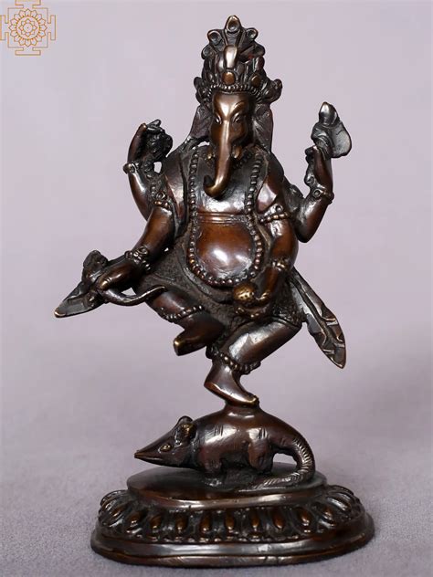 5 Lord Ganesha Dancing On Mushakraj From Nepal Exotic India Art