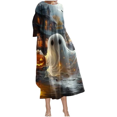 Cyber And Monday Deals Halloween Dresses For Women Gothic Knee Length