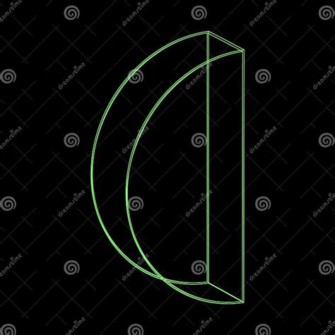 Y2k Vector Rave Psychedelic Futuristic Arch Shaped Object In Trendy Neon Green Black Style Stock