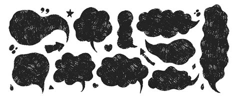 텍스트 상자와 크레용 또는 분필 질감의 말풍선 집합입니다 흰색 배경에 검은 색 그림입니다 0명에 대한 스톡 벡터 아트 및 기타 이미지 Istock