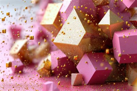 Geometric Abstraction With Golden Triangular Shapes In Minimalistic Design Stock Image Image