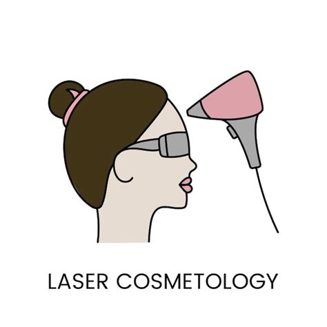 Premium Vector Laser Cosmetology Icon In Vector Woman Face In Protective Glasses With Medical