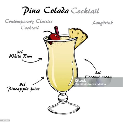 Ilustración De Ilustración Vectorial De Cóctel Alcohólico Piña Colada