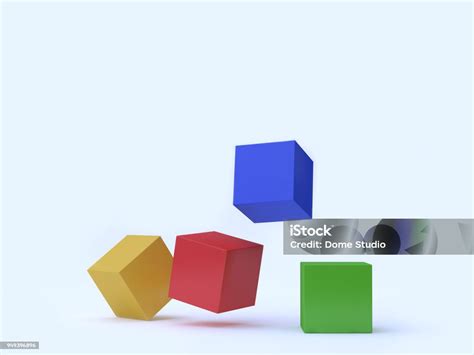 3d 화려한 큐브 빨간색 녹색 파란색 노란색 배경 3d 렌더링으로 지상에 놓기 공중 부양에 대한 스톡 사진 및 기타 이미지