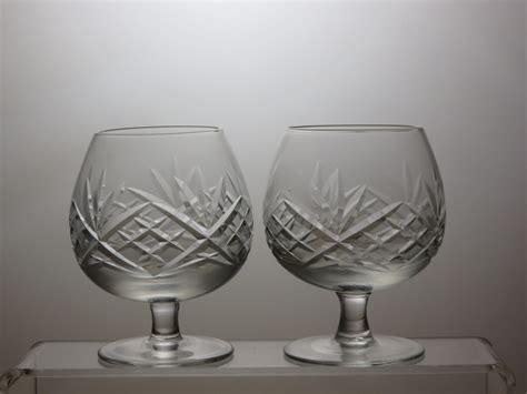 Vintage Crystal Cut Glass Set Of 2 Brandy Glasses 4 12d Etsy