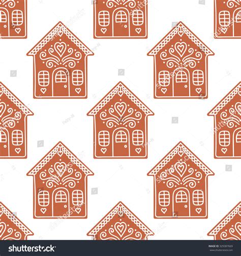 Gingerbread Houses Seamless Pattern Gingerbread House Stock Vector Royalty Free