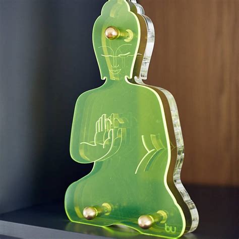 Unknown Contemporary Buddha Statue Green Neon Plexiglass For Sale
