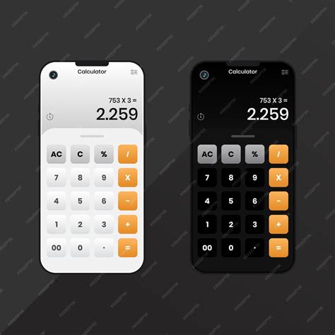 멋진 드폰 외모의 계산기 Ui 디자인 프리미엄 벡터