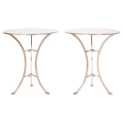 Pair Of Midcentury Round Brass Tables For Sale At 1stdibs