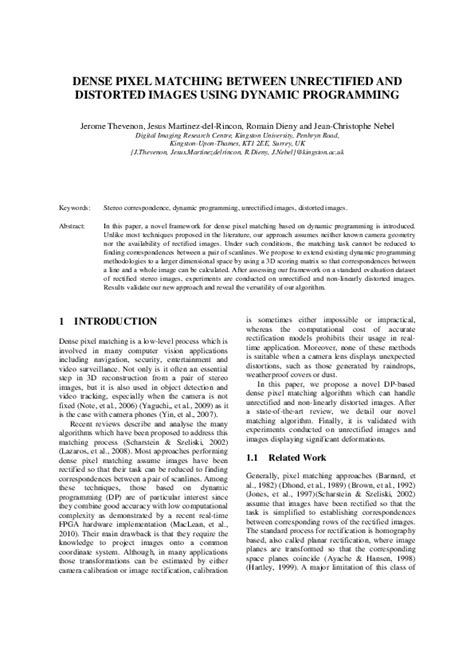 pdf dense pixel matching between unrectified and distorted images