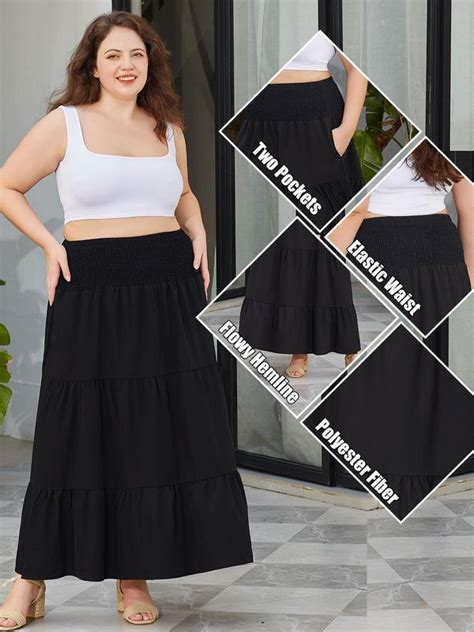 Plus Size Maxi Skirt High Waist Pleated Flowy Moon Wood In 2024