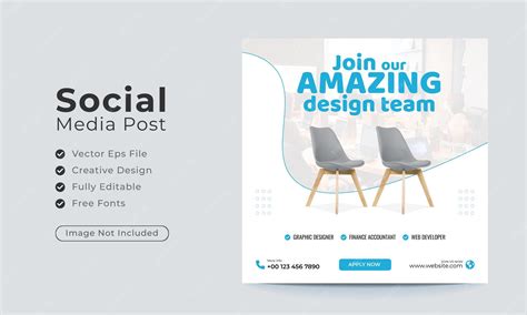 우리는 구인 소셜 미디어 게시물 또는 웹 배너 템플릿을 고용하고 있습니다 프리미엄 벡터