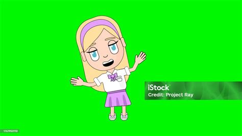 Girl Singing And Dancing Cartoon Character Alpha Avatar Stock
