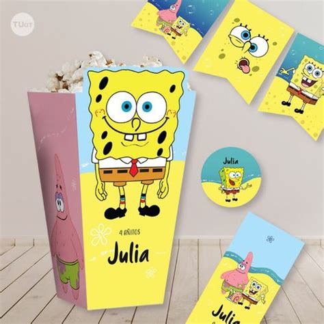 Kit Imprimible Bob Esponja Candy Bar 4500 Deco