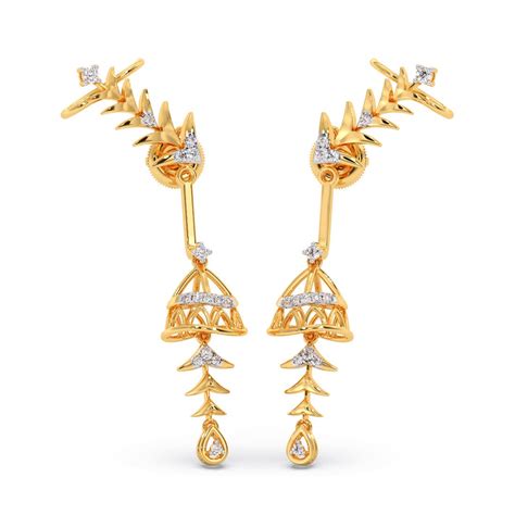 Stunning Leafy Tribe Diamond Jhumka Earrings For Women Priced Under