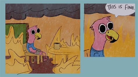 My Half Of Art Trade🎨 🦩🔥☕ Meme Recreation Art By Me Rfurry